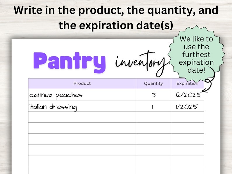 Pantry Inventory Printable, Freezer Inventory Log, Kitchen Inventory ...