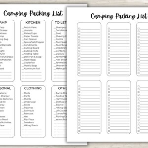 Printable Camping Journal & Logbook Bundle, Meal Planner, Packing List ...
