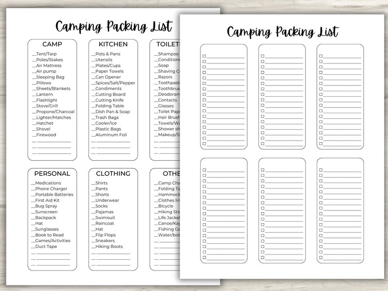 Printable Camping Journal & Logbook Bundle, Meal Planner, Packing List ...