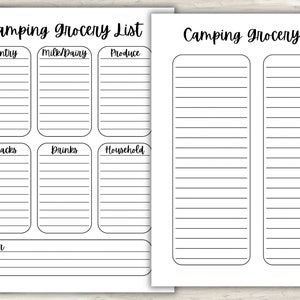 Printable Camping Journal & Logbook Bundle, Meal Planner, Packing List ...
