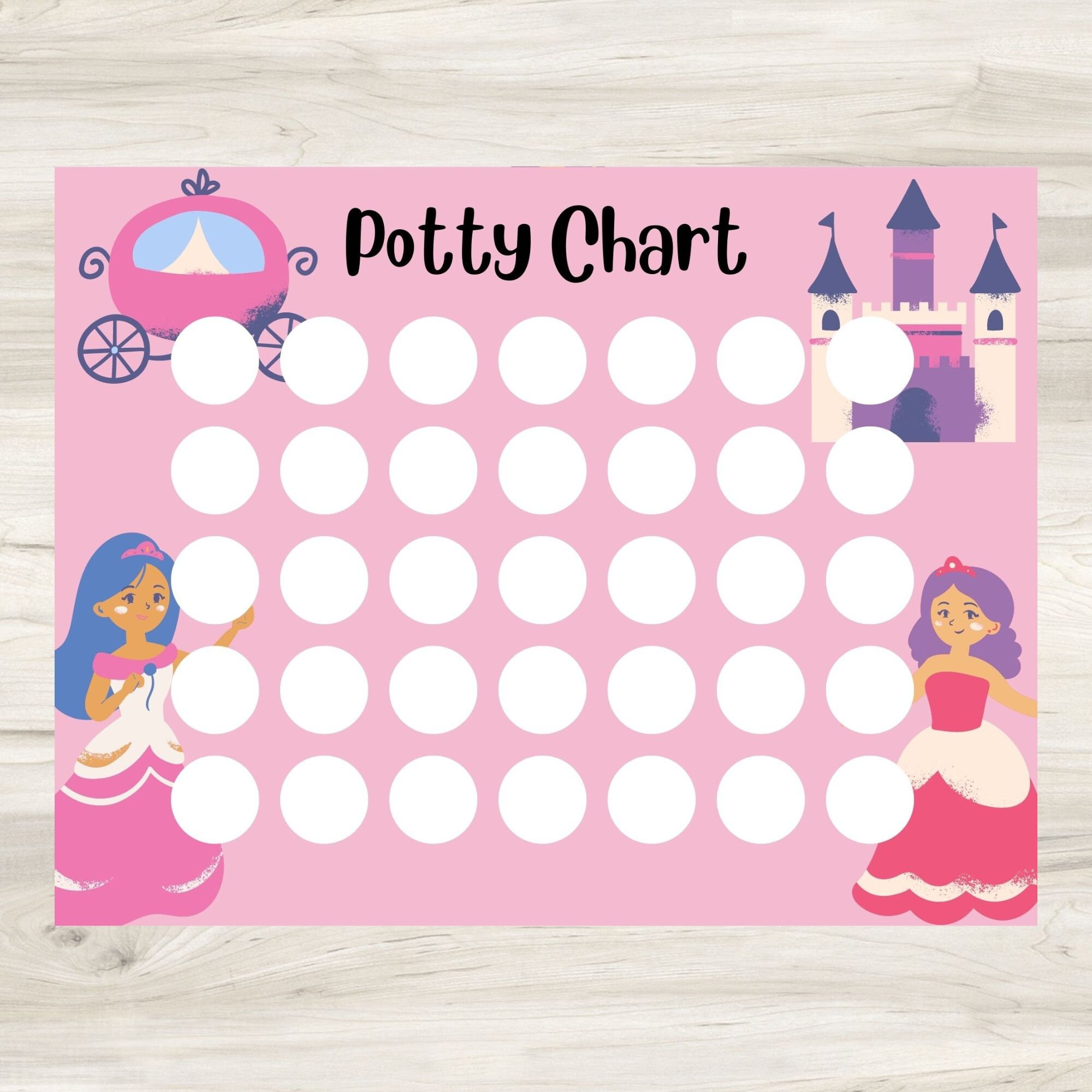 Potty Charts for Girls, 6 Printable Potty Training Charts for Kids ...