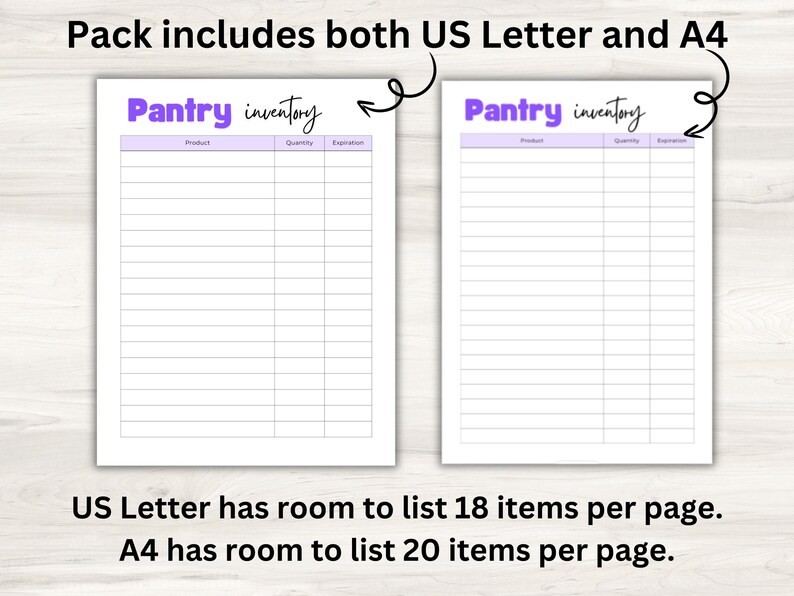Pantry Inventory Printable, Freezer Inventory Log, Kitchen Inventory ...