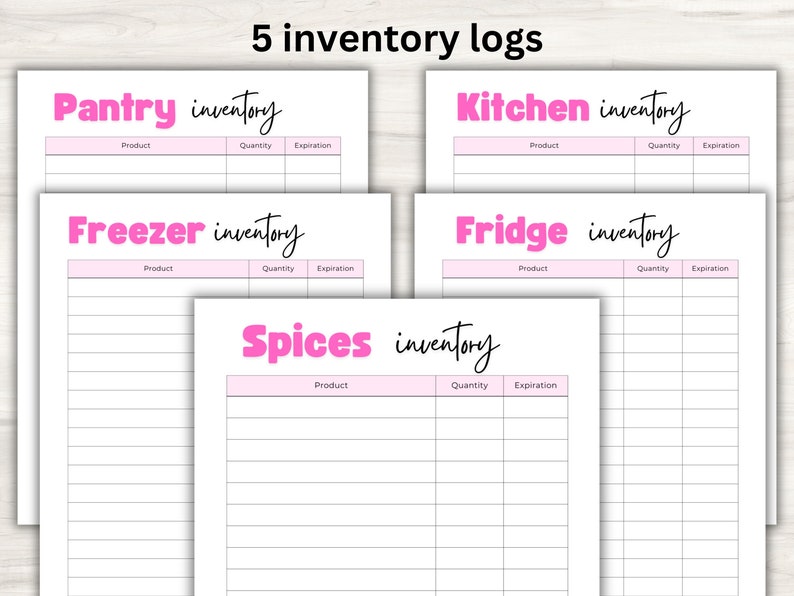 Pantry Inventory Printable, Freezer Inventory Log, Kitchen Inventory ...