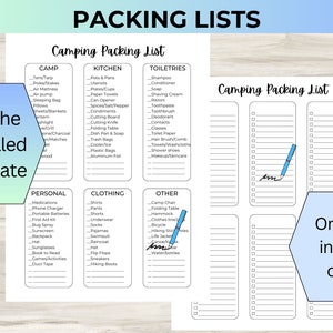 Printable Camping Journal & Logbook Bundle, Meal Planner, Packing List ...