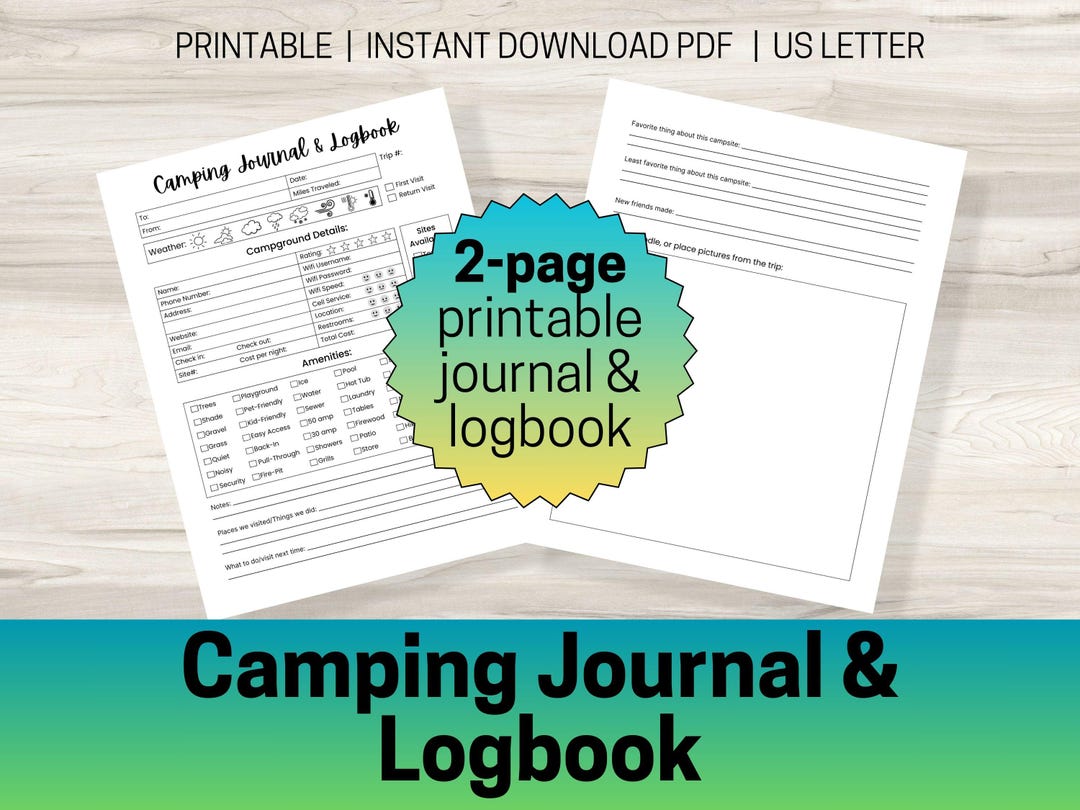 Camping Journal & Log Book, Camping Journal Pages, Travel Journal ...