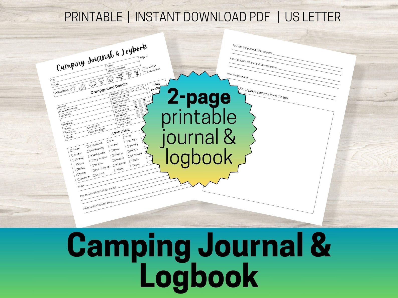 Camping Journal & Log Book, Camping Journal Pages, Travel Journal ...
