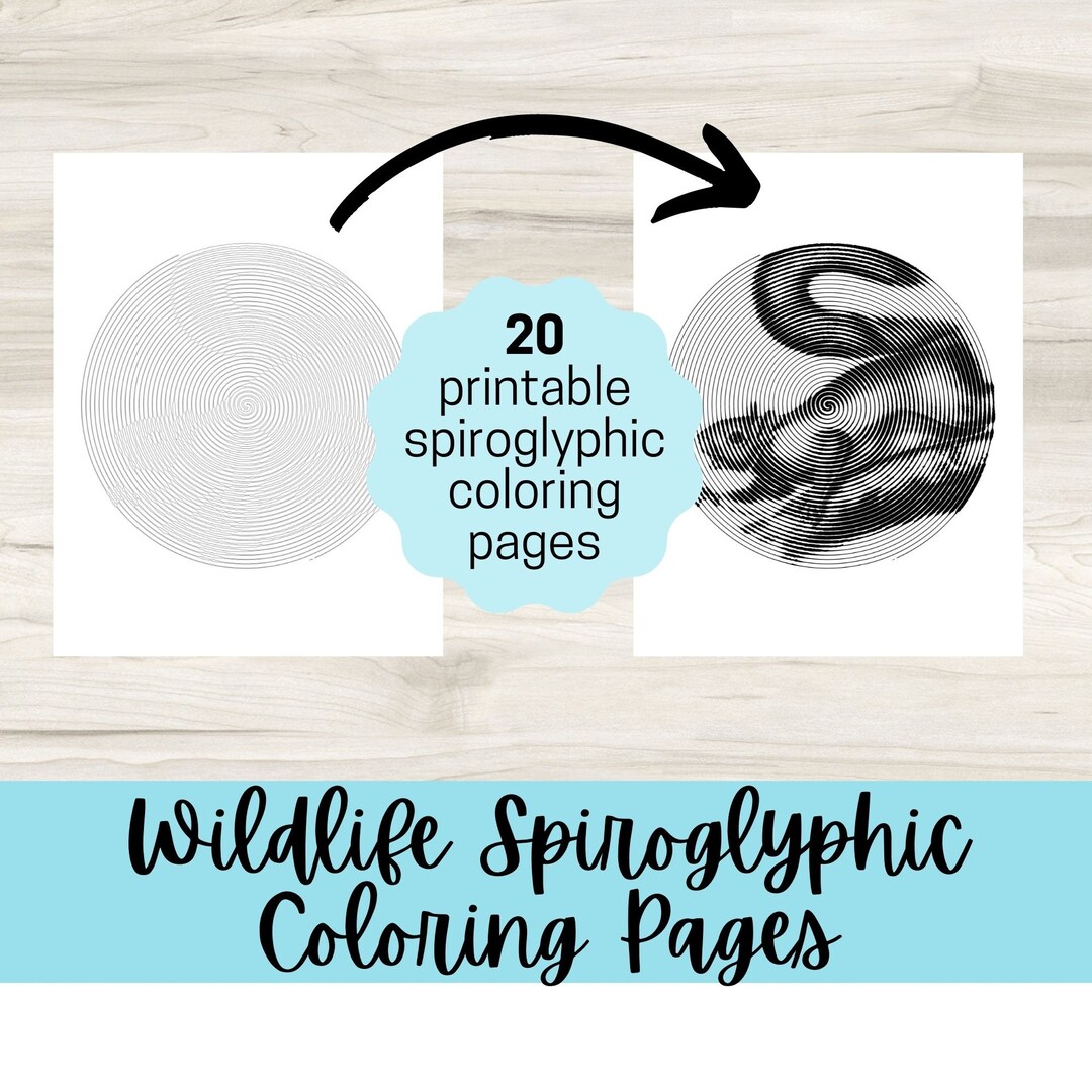 20 Spiroglyphic Wildlife Coloring Pages Print at Home - Etsy