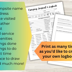 Camping Journal & Log Book, Camping Journal Pages, Travel Journal ...