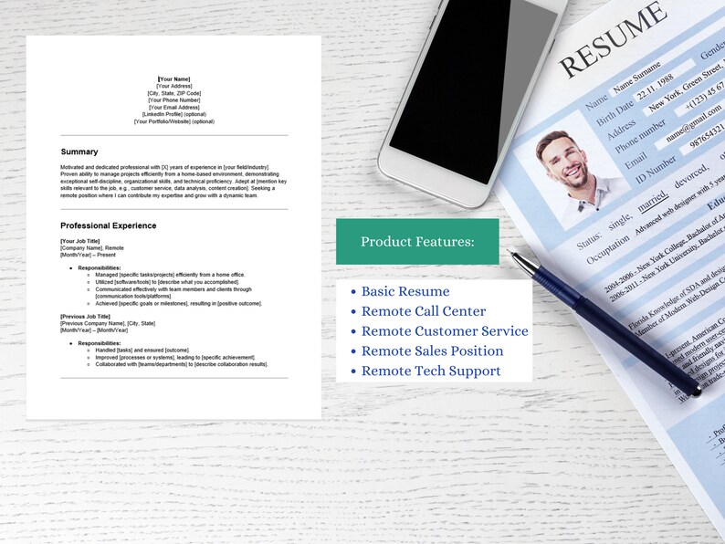 5 Professionally Designed Digital Work From Home Resumes - Etsy