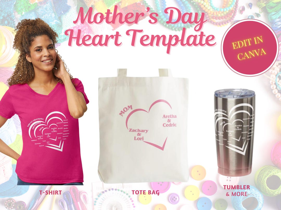Instant Digital Mother's Day Heart Templates – A Heartfelt Tribute to ...