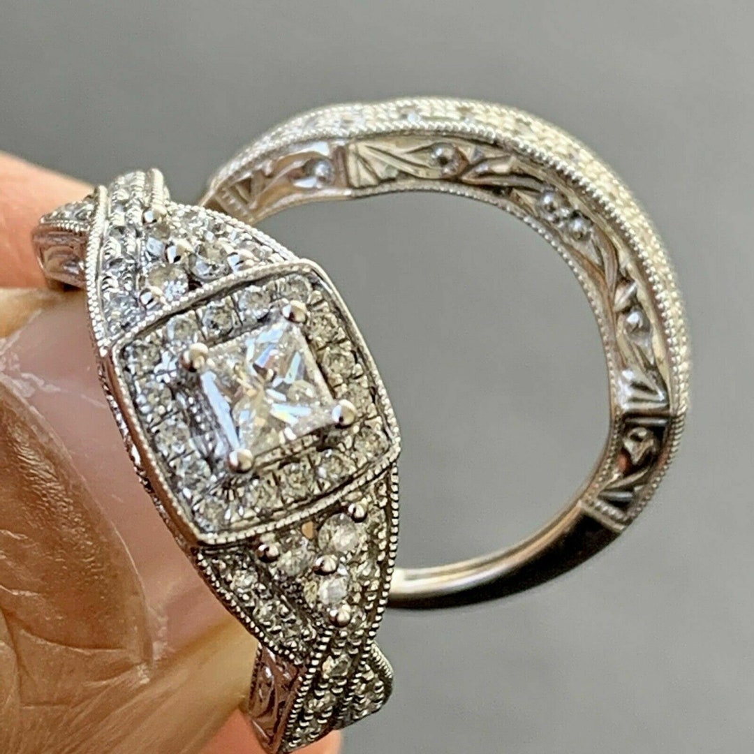 1890s Vintage 2.00 Ct Art Deco Old European Wedding Engagement Ring Set ...
