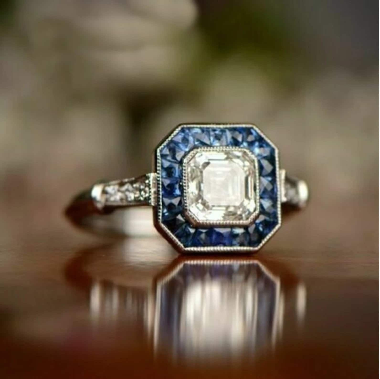1890's 2.00ct Vintage Asscher Cut Diamond Ring Edwardian - Etsy