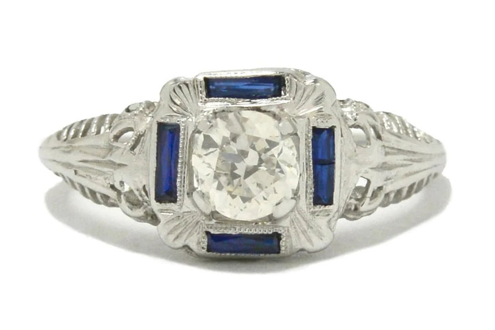 1890s Vintage Antique Art Deco Engagement Ring With Filigree 4 - Etsy