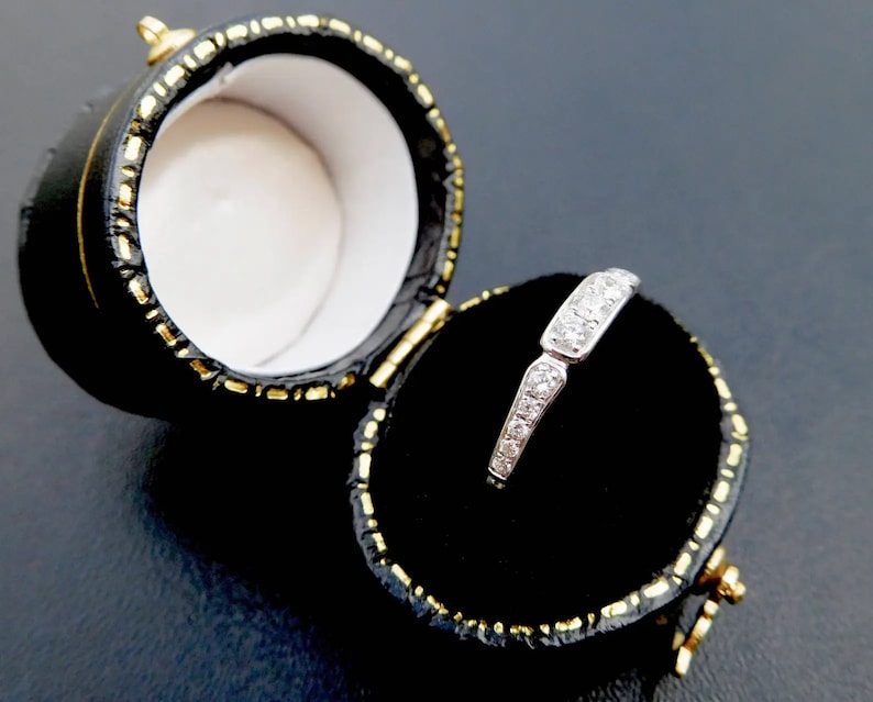 Art Deco Diamond Wedding Ring Vintage Diamond Eternity Ring - Etsy Art Deco Diamond Wedding Ring Vintage Diamond Eternity Ring - Etsy