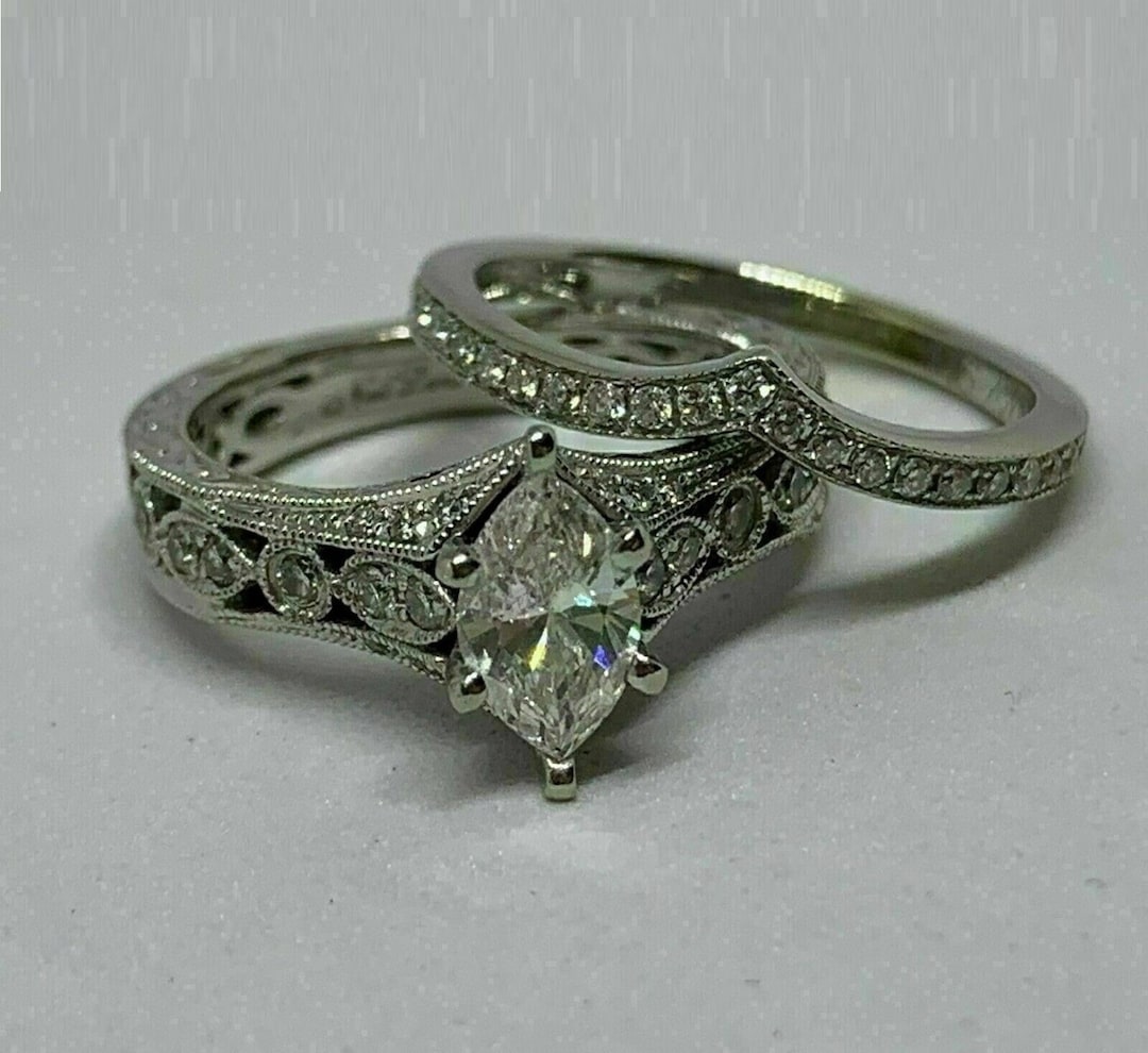 1890s Vintage 2.00 Ct Art Deco Old European Wedding Engagement Ring Set ...