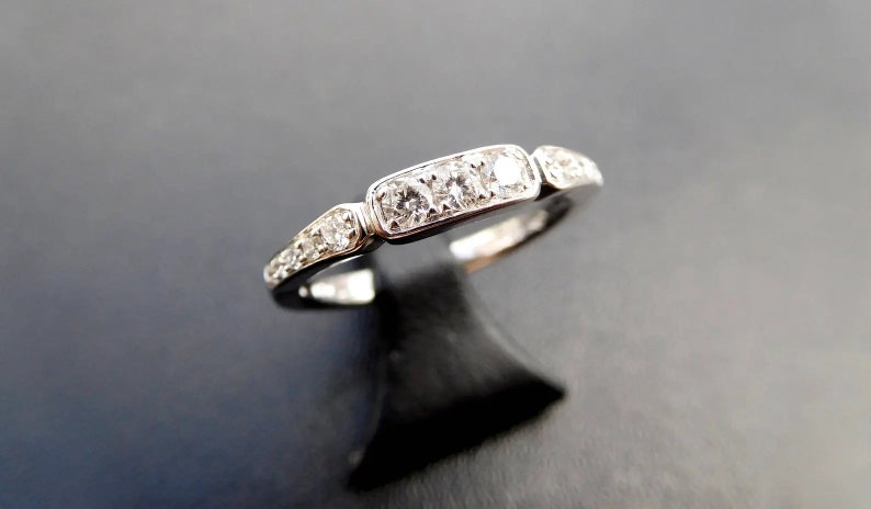 Art Deco Diamond Wedding Ring Vintage Diamond Eternity Ring - Etsy Art Deco Diamond Wedding Ring Vintage Diamond Eternity Ring - Etsy