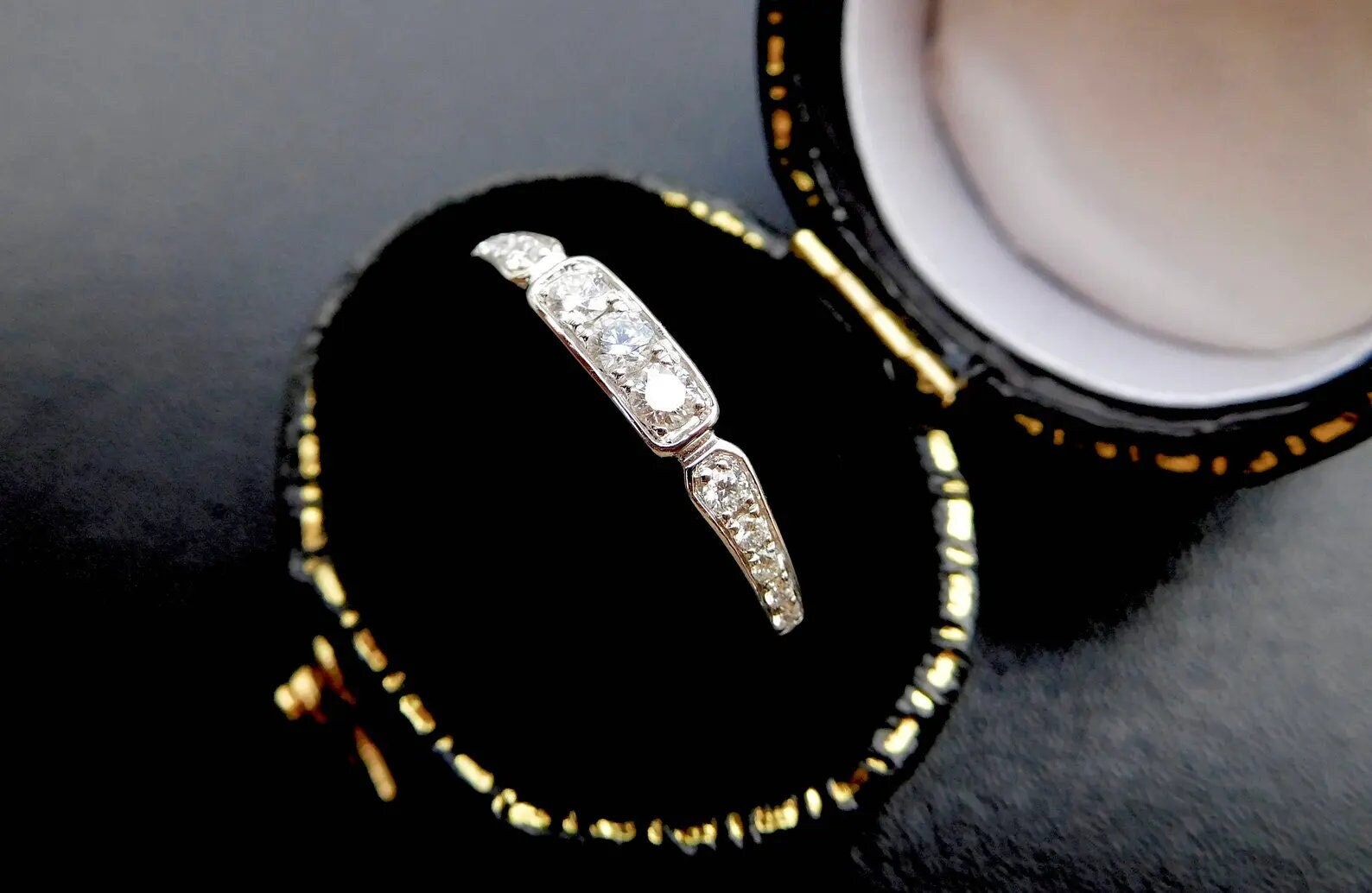 Art Deco Diamond Wedding Ring Vintage Diamond Eternity Ring - Etsy Art Deco Diamond Wedding Ring Vintage Diamond Eternity Ring - Etsy
