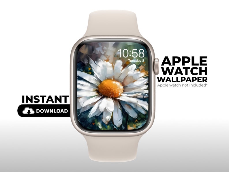 Apple Watch Wallpaper Floral, Daisy Oil Painting, Daisies, Botanical ...
