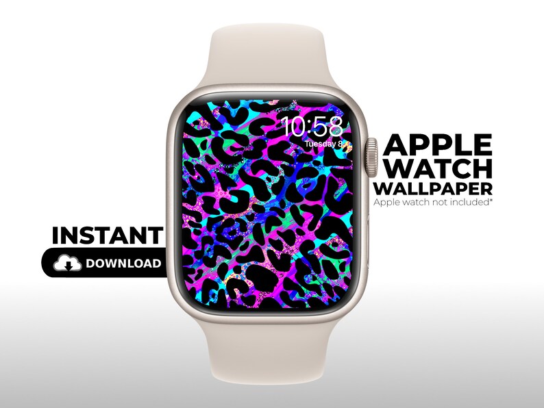 Apple Watch Wallpaper, Neon Leopard Print, Retro, Apple Watch Face ...
