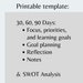 30 60 90 Day Plan PDF Template Printable- Notes, Reflection, SWOT ...