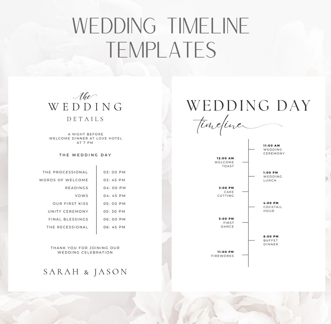 Wedding Timeline Template- Wedding Details & Events, Wedding Digital ...