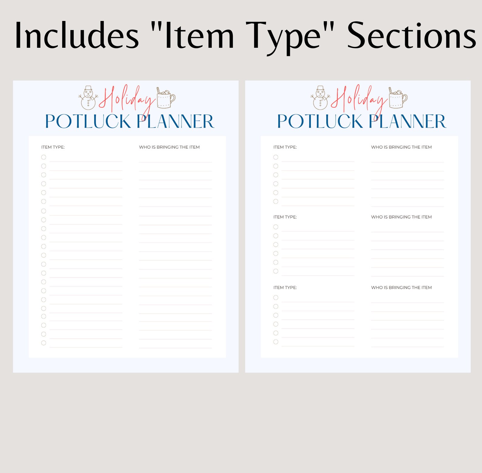 Holiday Potluck Printable, Sign up Sheet, Potluck Dinner Planner ...