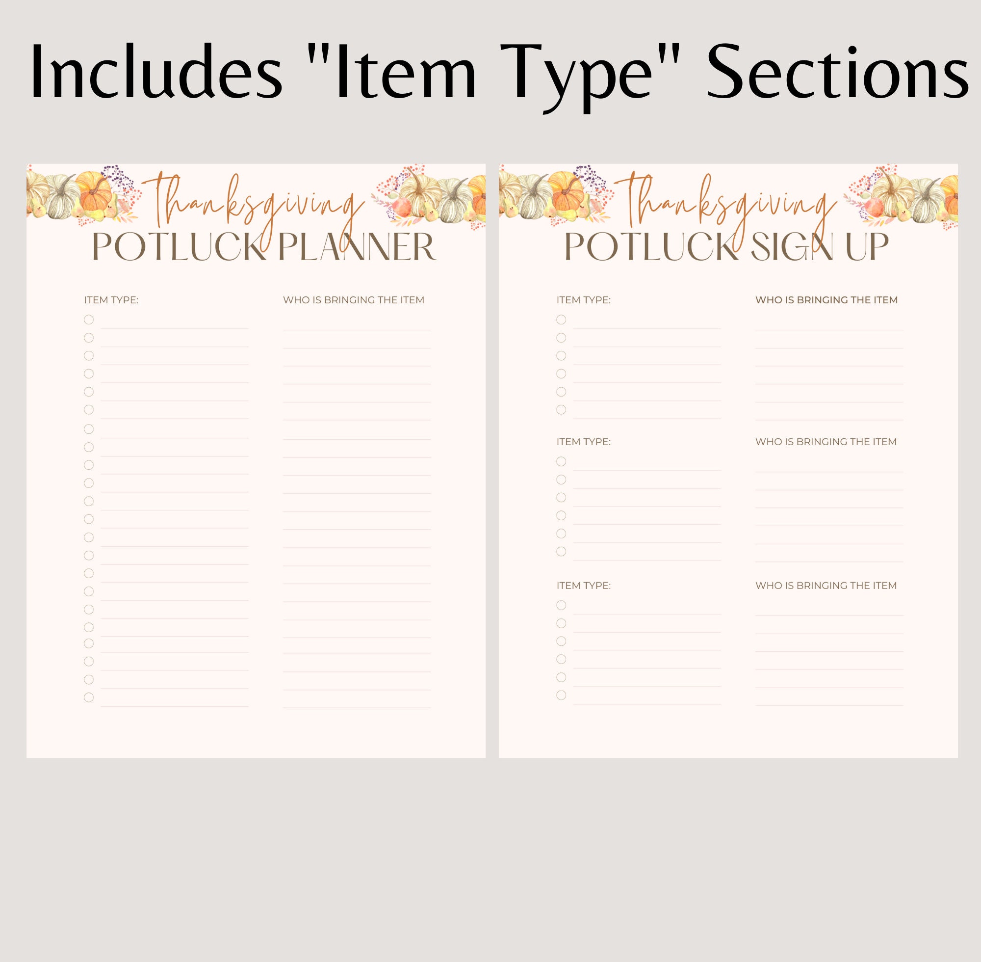 Thanksgiving Fall Potluck Printable, Sign up Sheet, Potluck Dinner ...