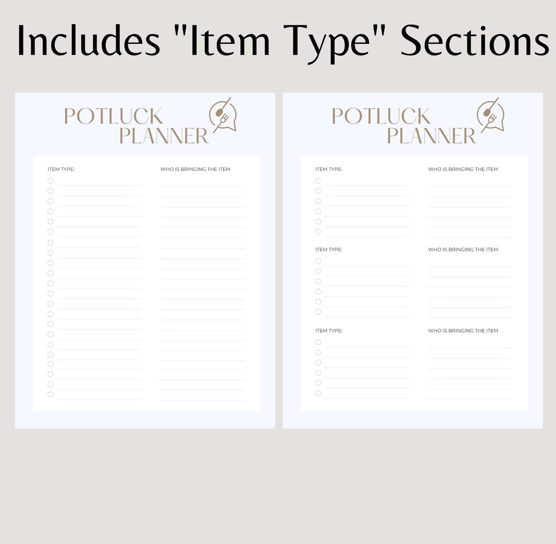 Potluck Printable, Sign up Sheet, Potluck Dinner Planner, Printable PDF ...