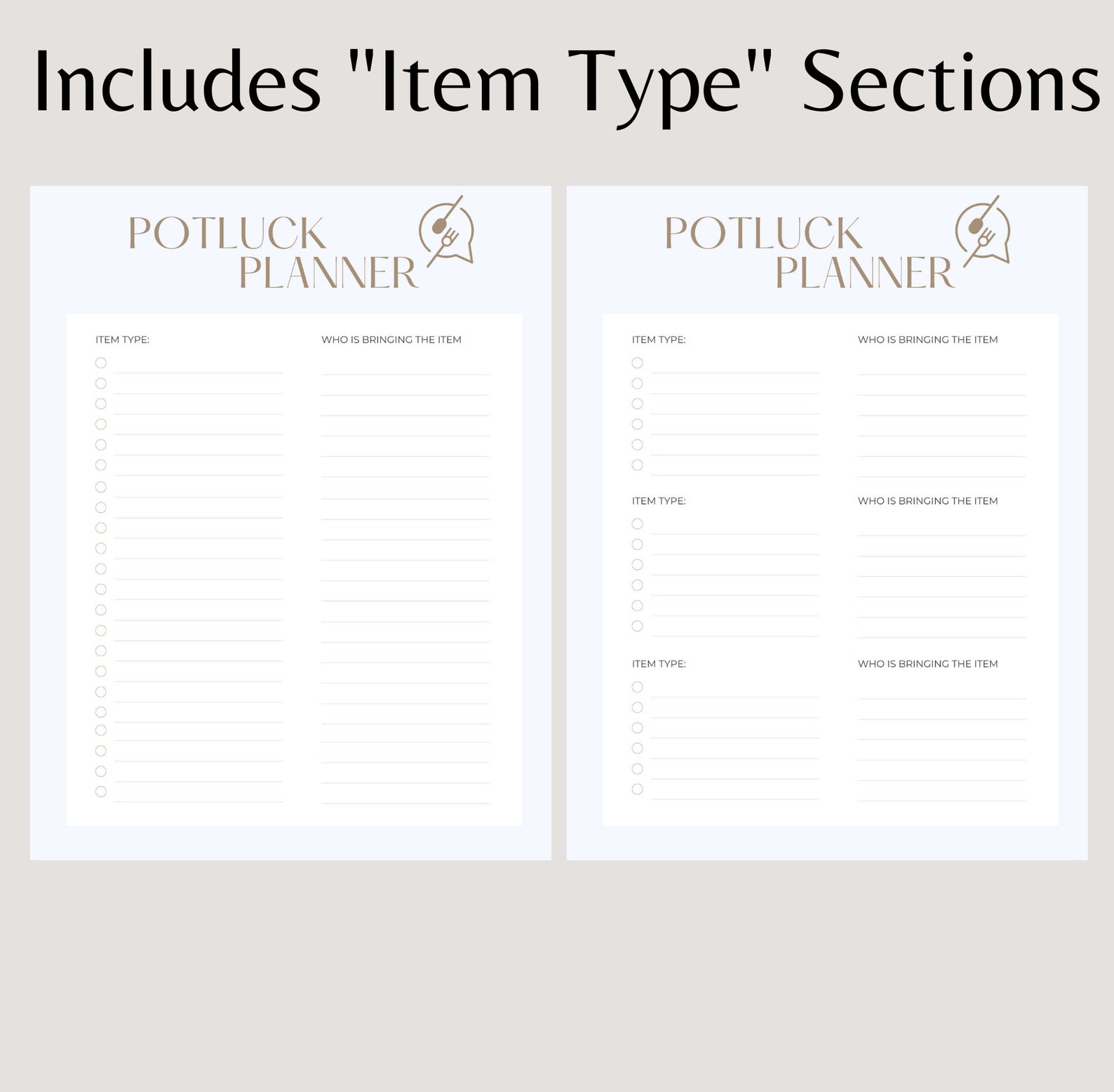 Potluck Printable, Sign up Sheet, Potluck Dinner Planner, Printable PDF ...