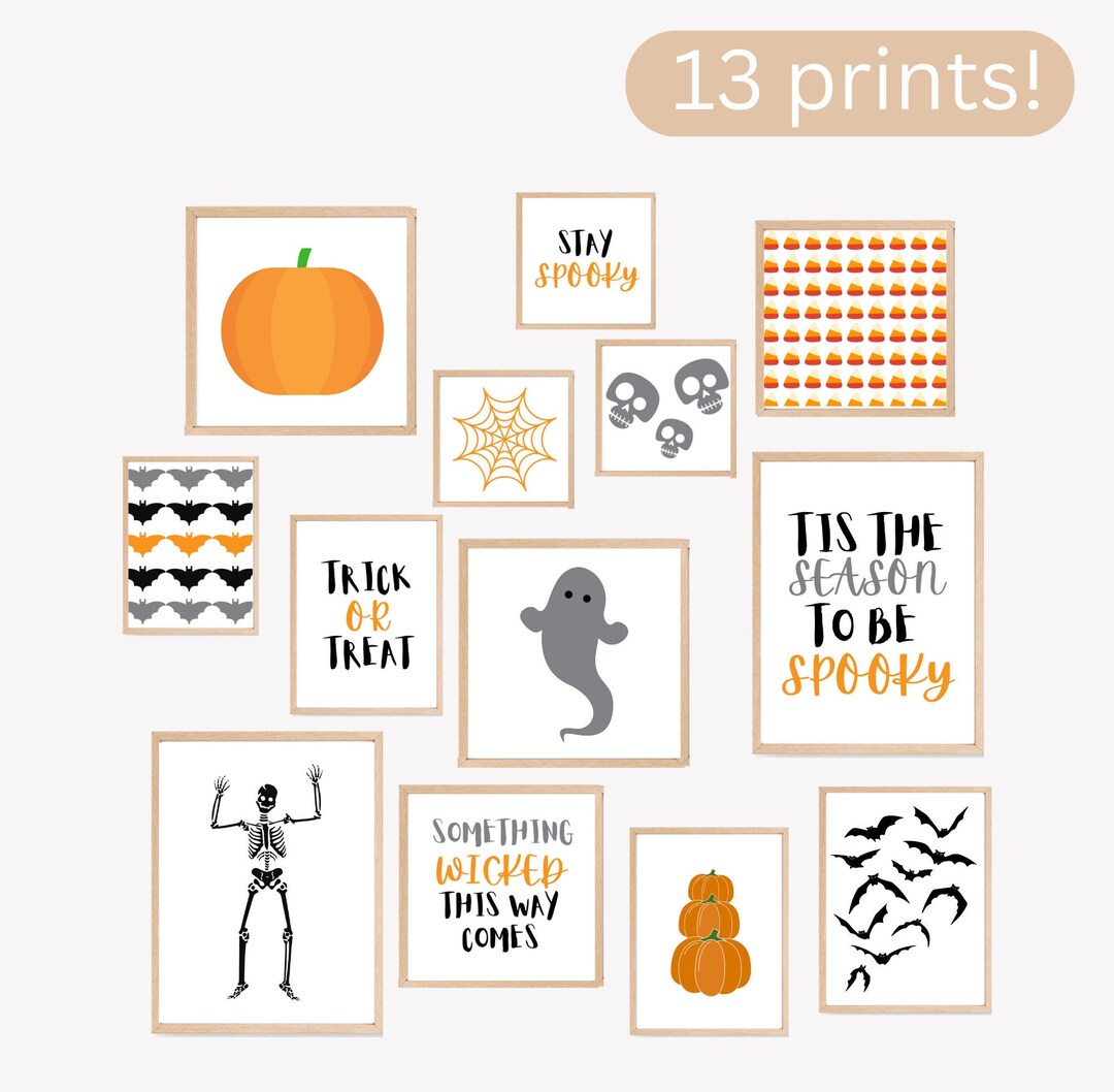 Halloween 13 Printables Gallery Wall Art Bundle Set, Minimalist Fall ...