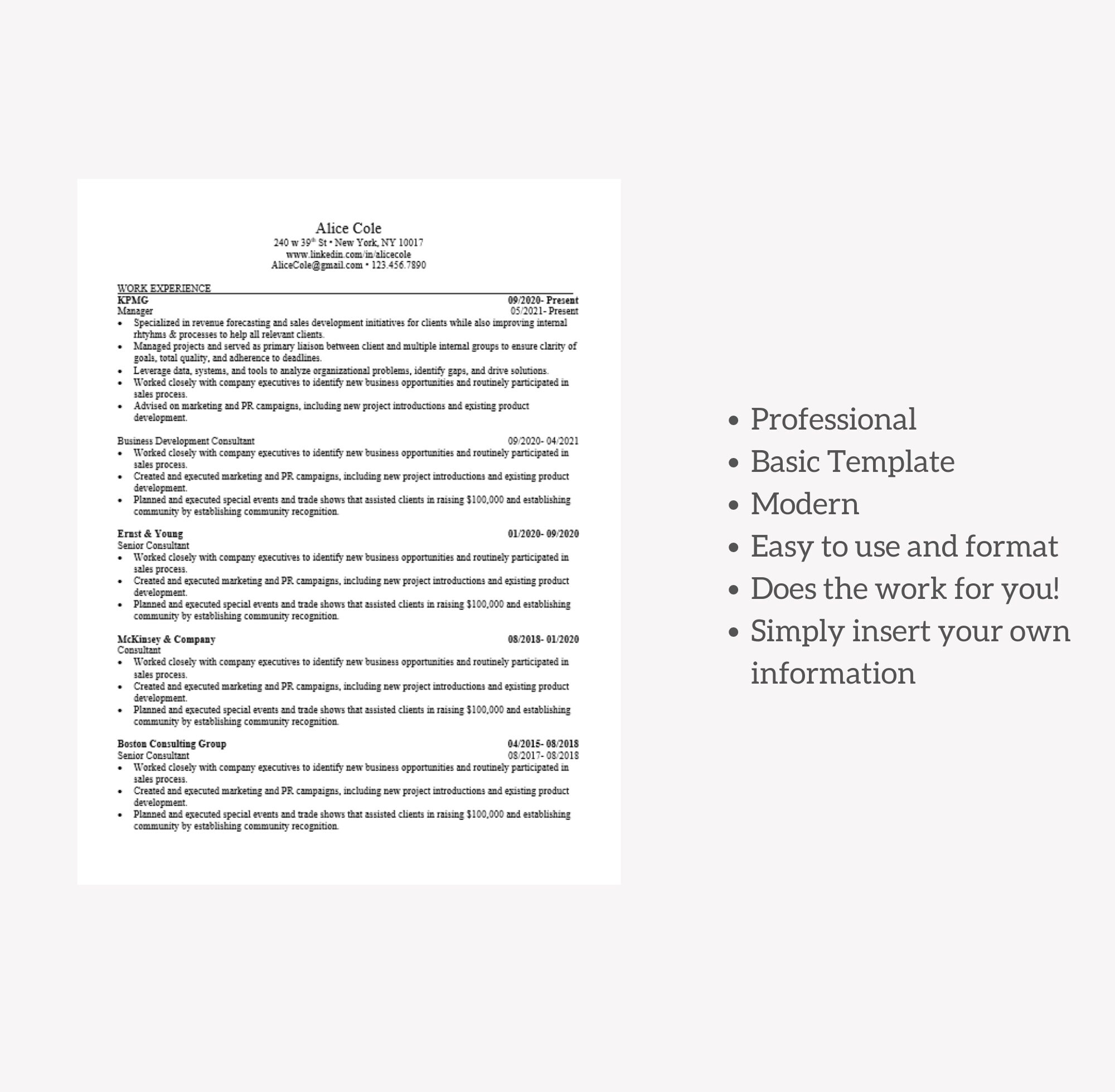 Microsoft Word Basic, Simple, Professional, Clean Resume CV Template ...