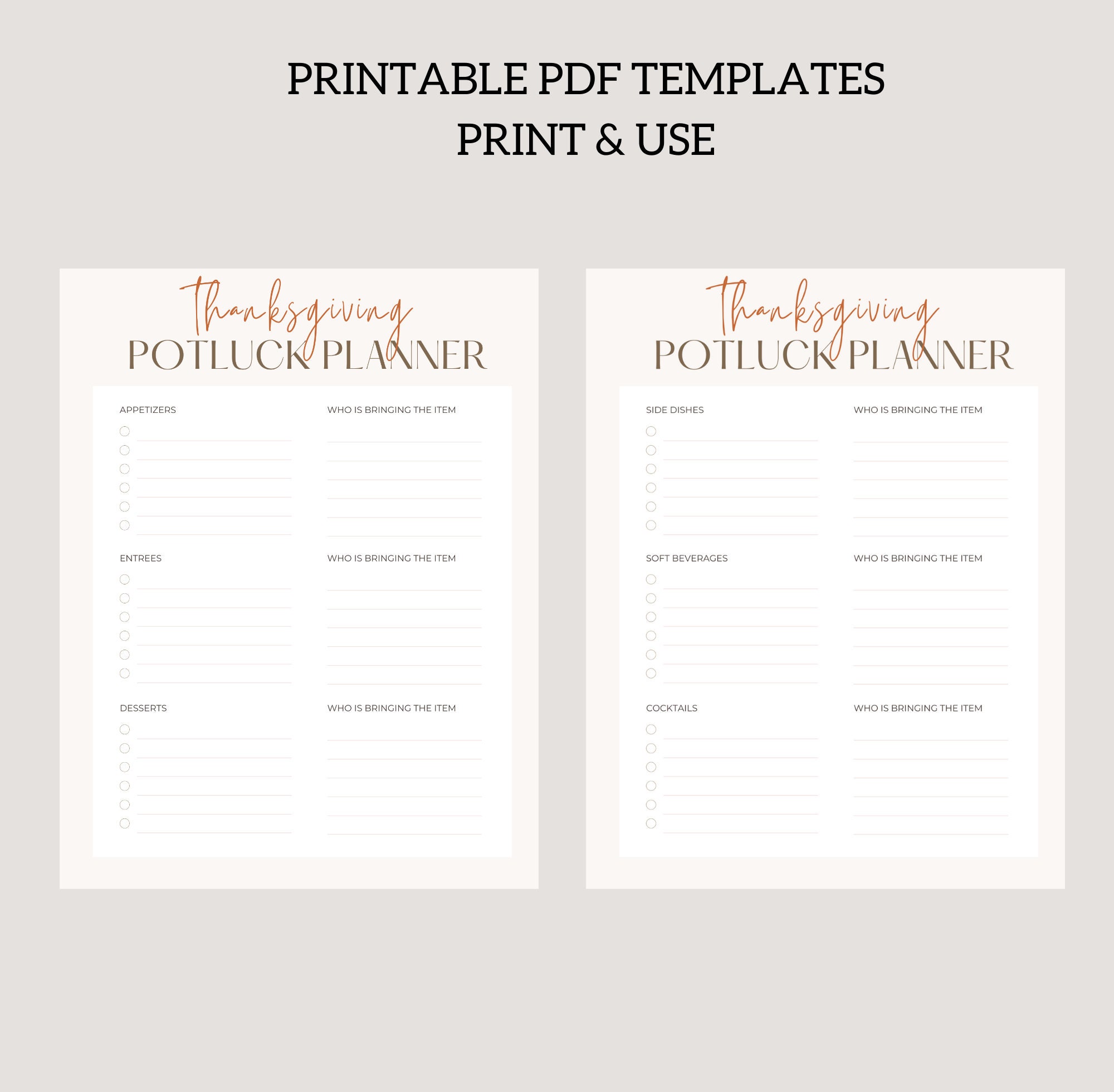 Thanksgiving Fall Potluck Printable, Sign up Sheet, Potluck Dinner ...