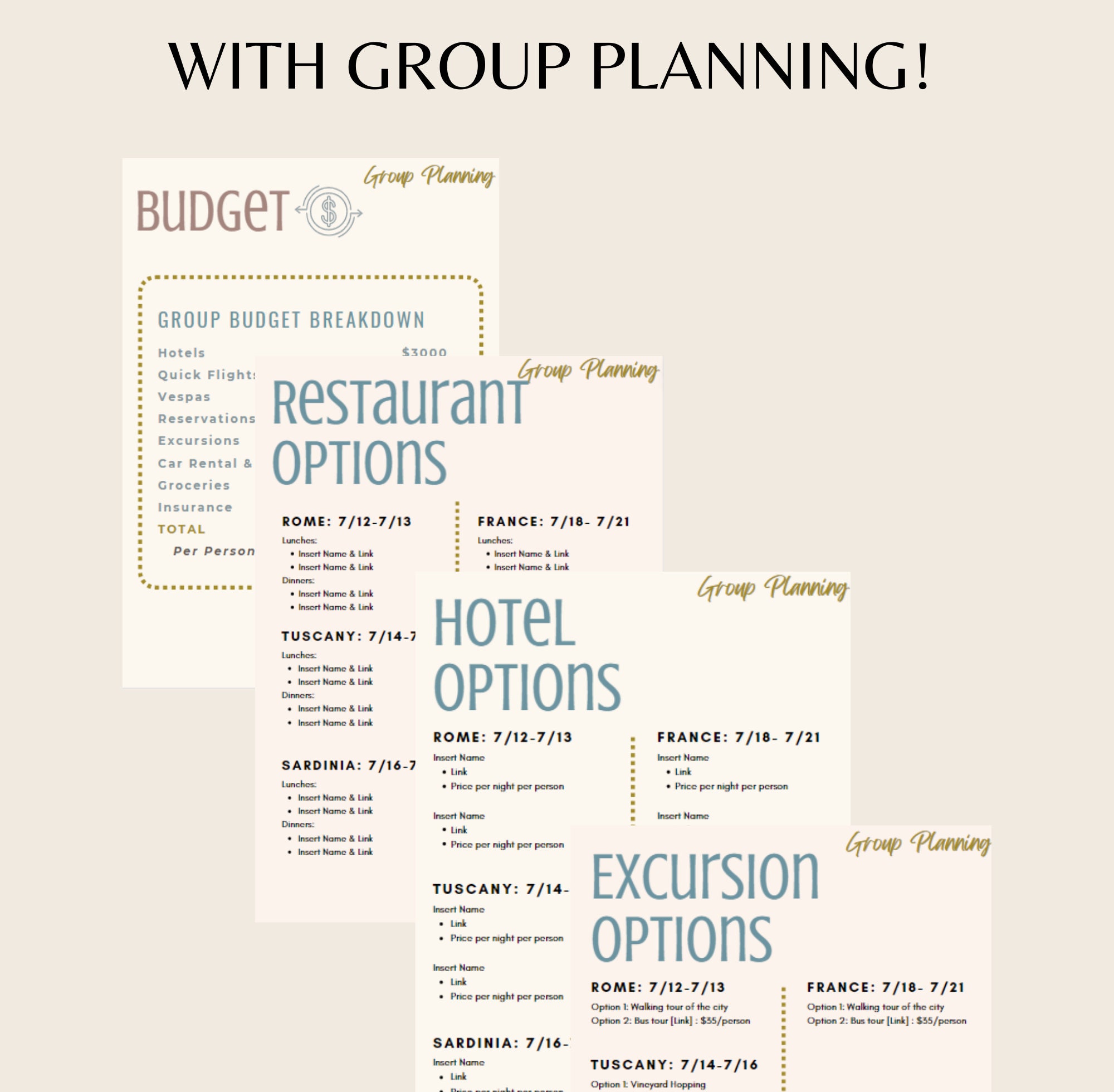 Travel Itinerary Editable Digital Template, Desktop, Ipad, Tablet ...