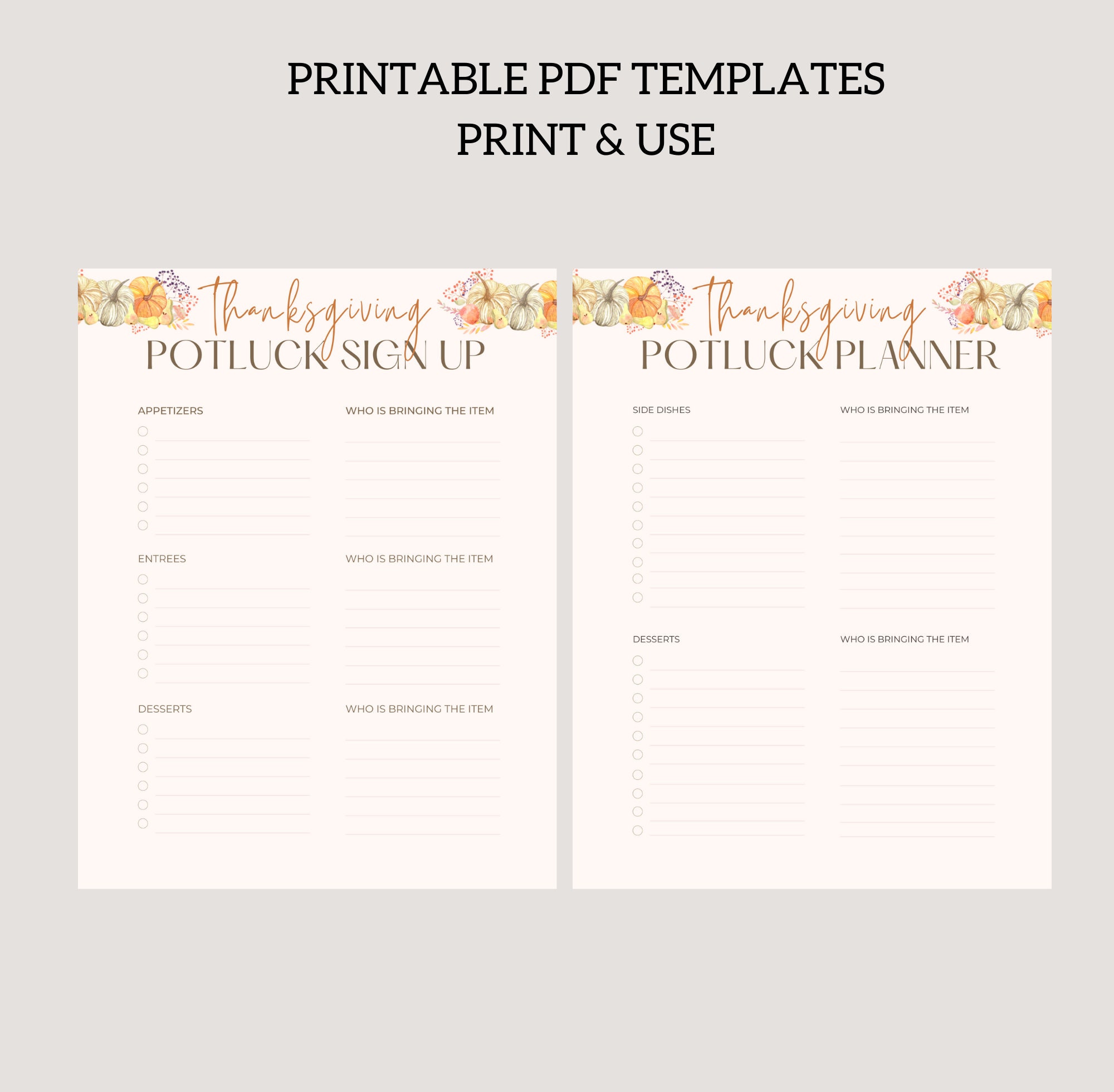 Thanksgiving Fall Potluck Printable, Sign up Sheet, Potluck Dinner ...