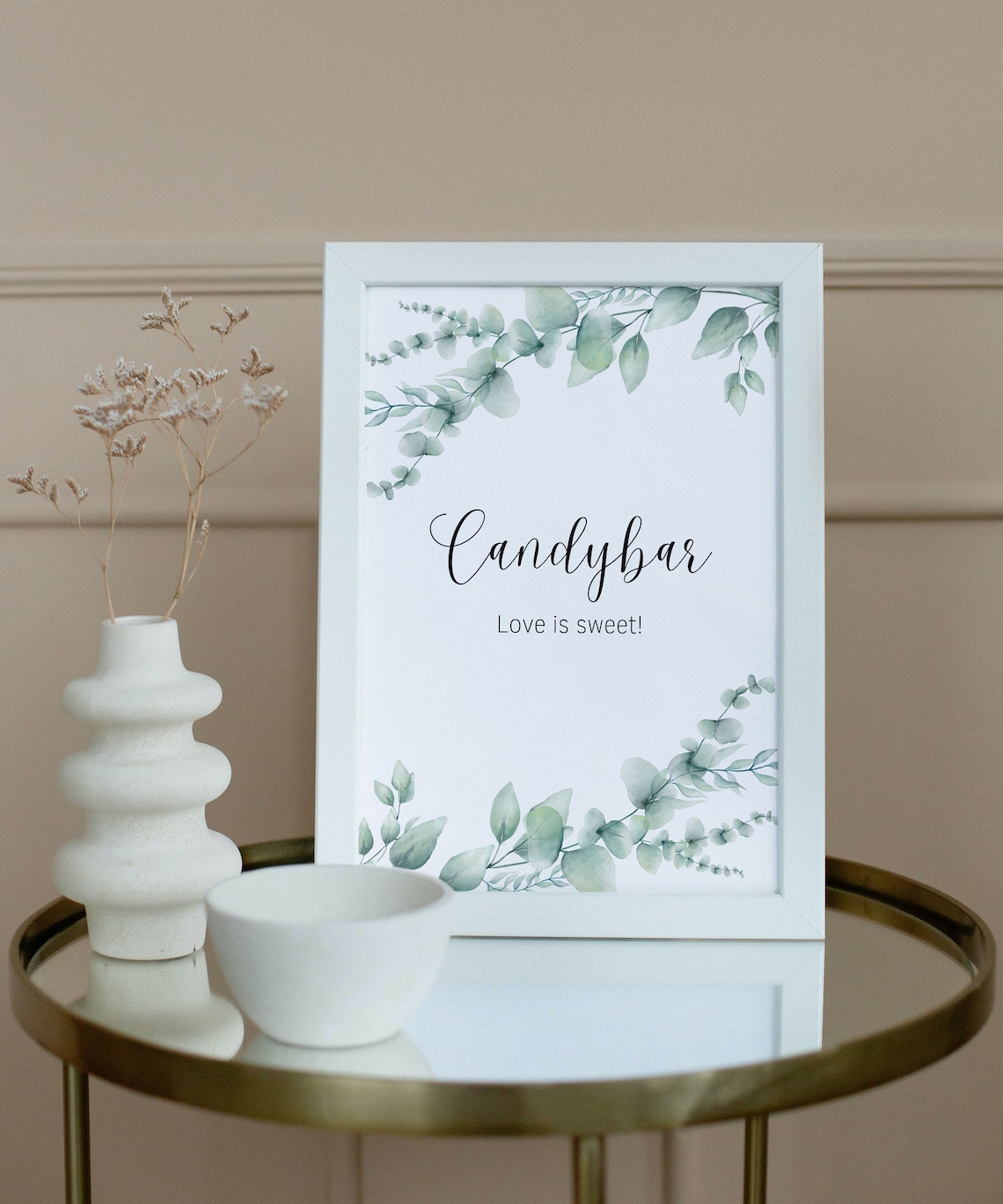 Digitale Vorlage CANDYBAR für Hochzeit / Wedding mit Eukalyptus-Design ...