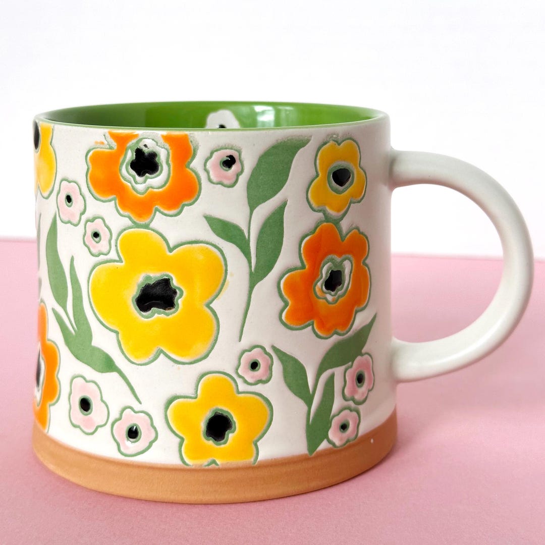 Hand-painted Spring Garden Flower Mug Garden Tea Party Cup All-over ...