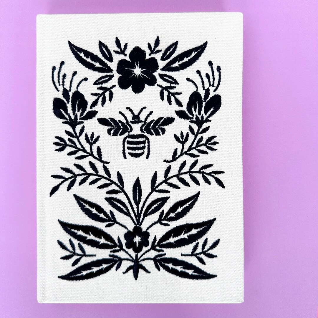 Embroidered Bee Journal: Floral Canvas Hardcover, Lined Pages - Etsy