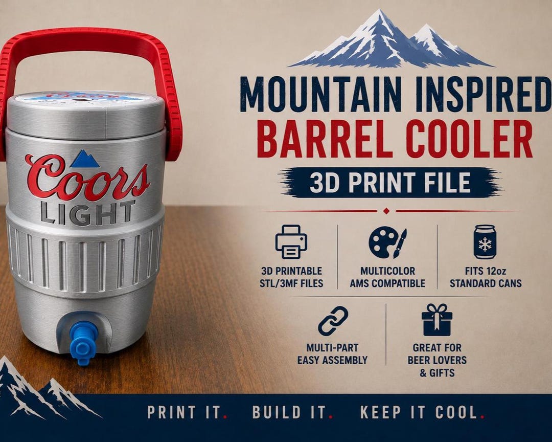 Mountain Beer Cooler STL File | 3D Printable Can Cooler | Digital ...