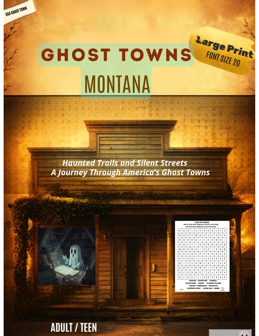 Montana Ghost Towns Word Search Large Print Puzzles for Adults & Kids ...