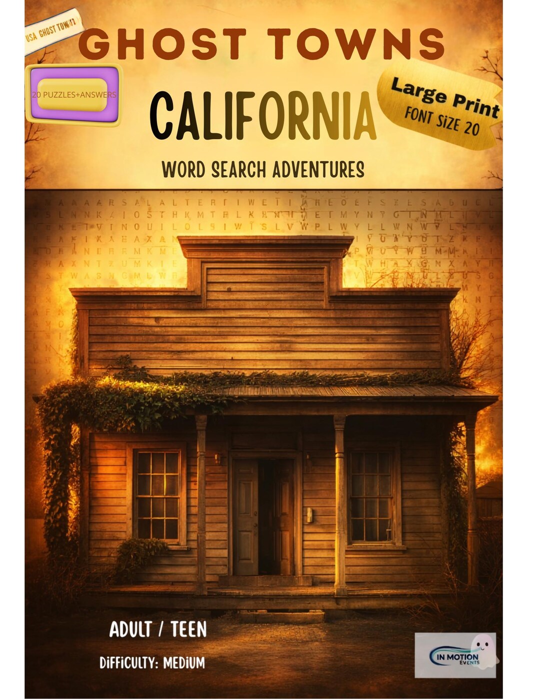California Ghost Town Word Search Puzzle Book Large Print(pdf Digital ...