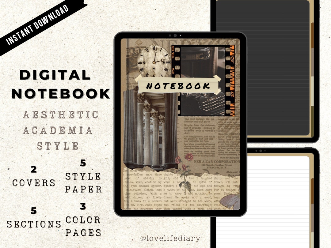 ACADEMIA DIGITAL NOTEBOOK Dark Academia Style Pages Aesthetics Academy ...