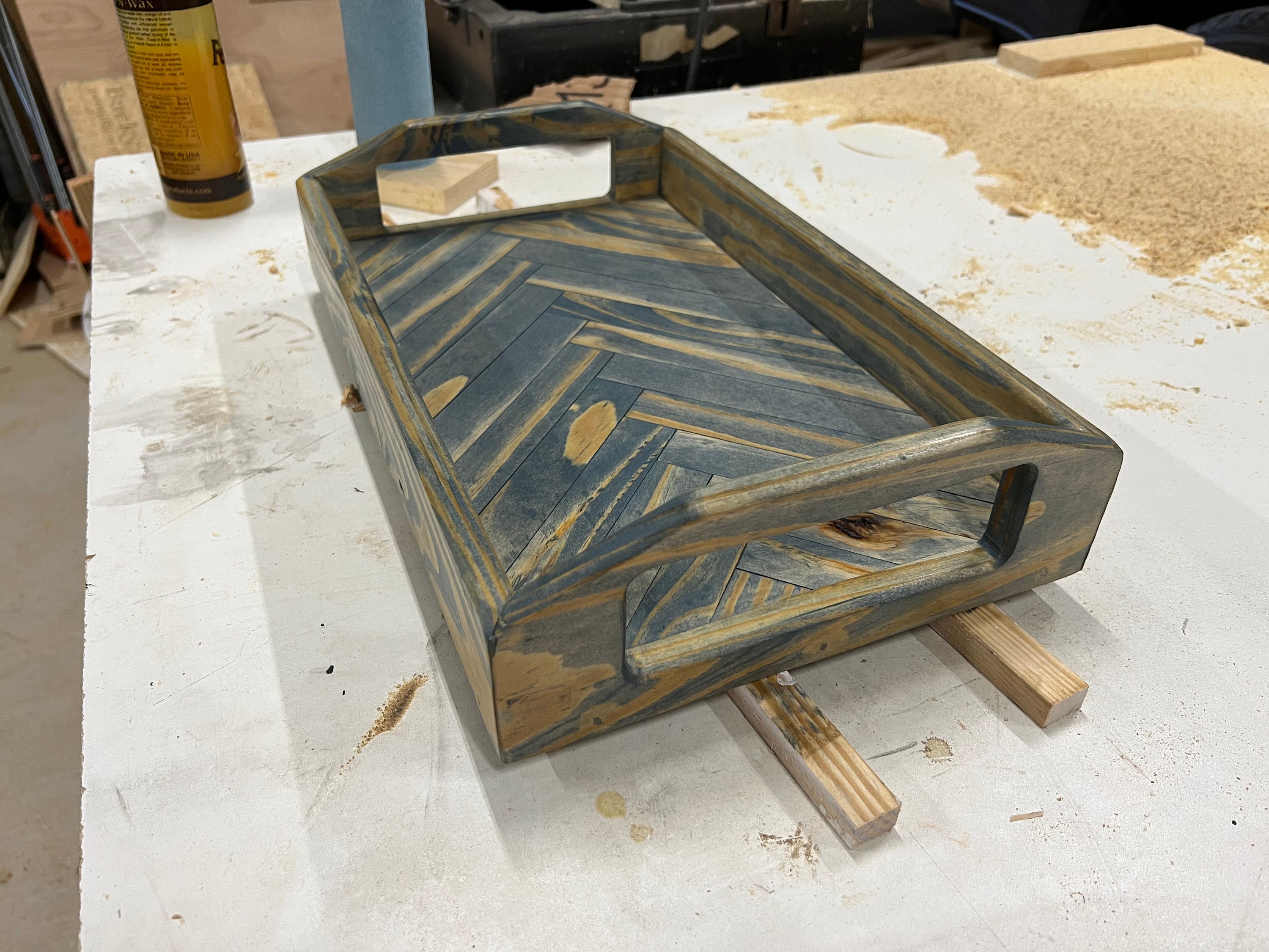 Herringbone Serving Tray Reclaimed Pallet Wood Tray - Etsy