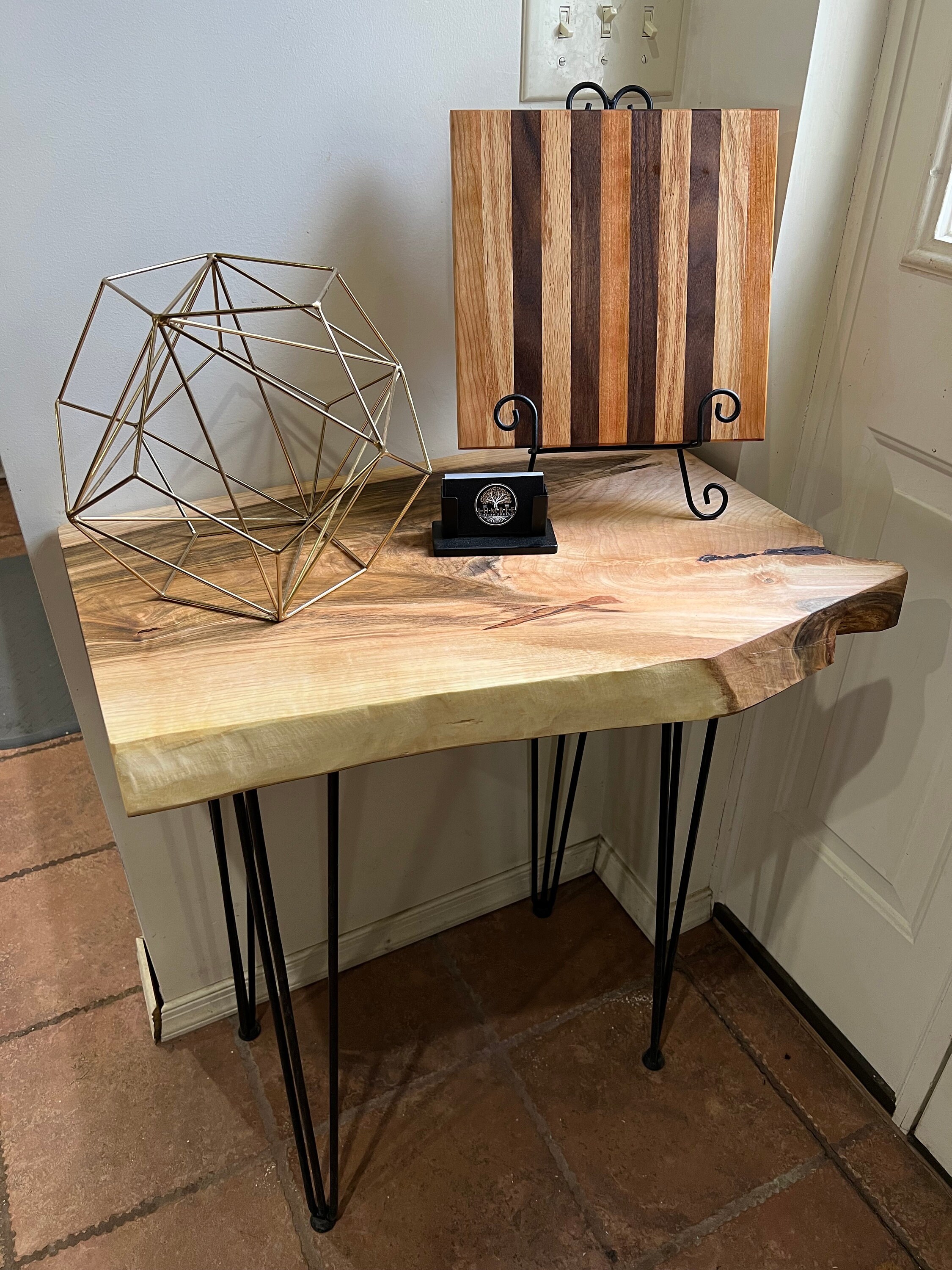 Live Edge Side Table Natural Edge End Table Hardwood Hairpin Table - Etsy