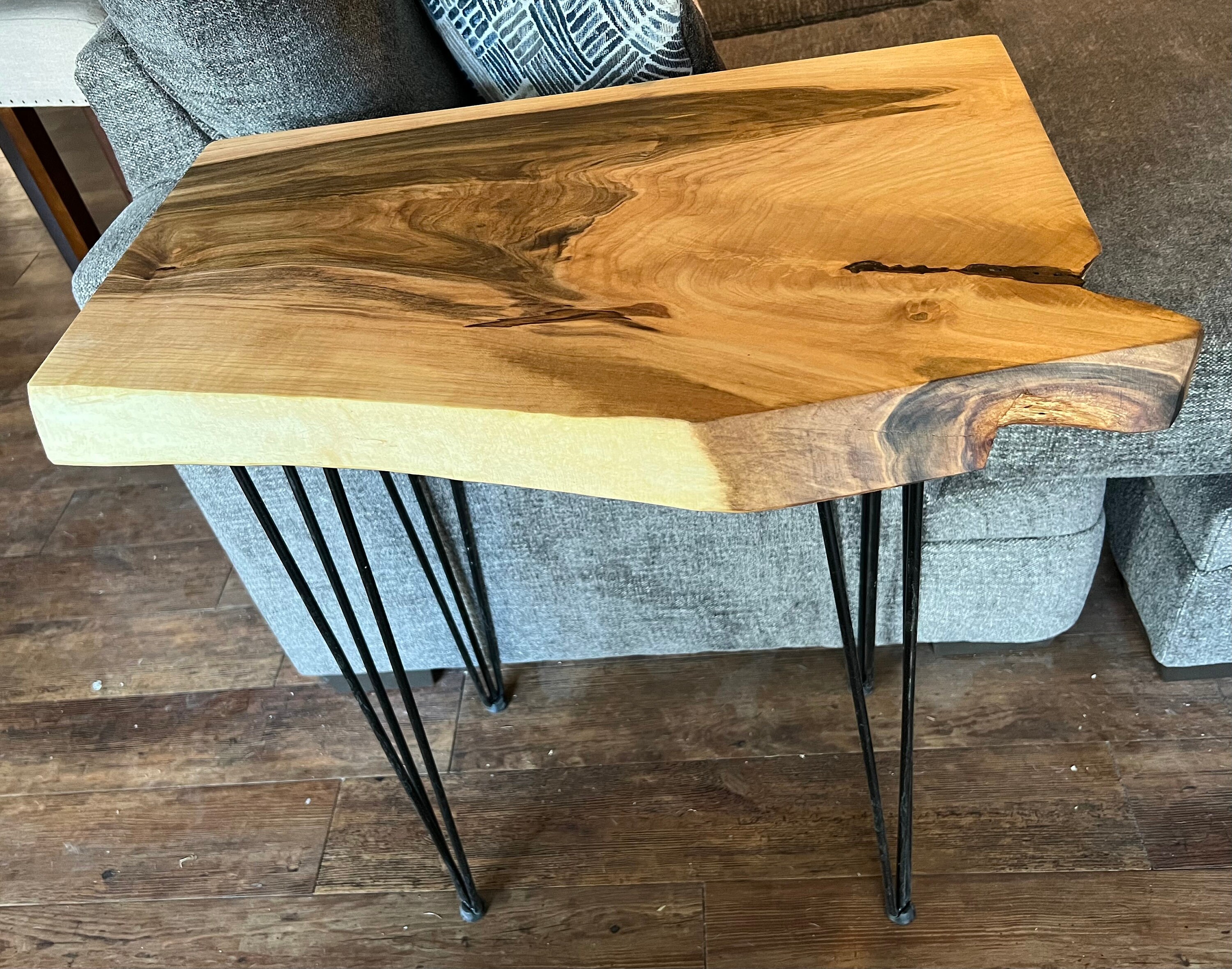 Live Edge Side Table Natural Edge End Table Hardwood Hairpin Table - Etsy