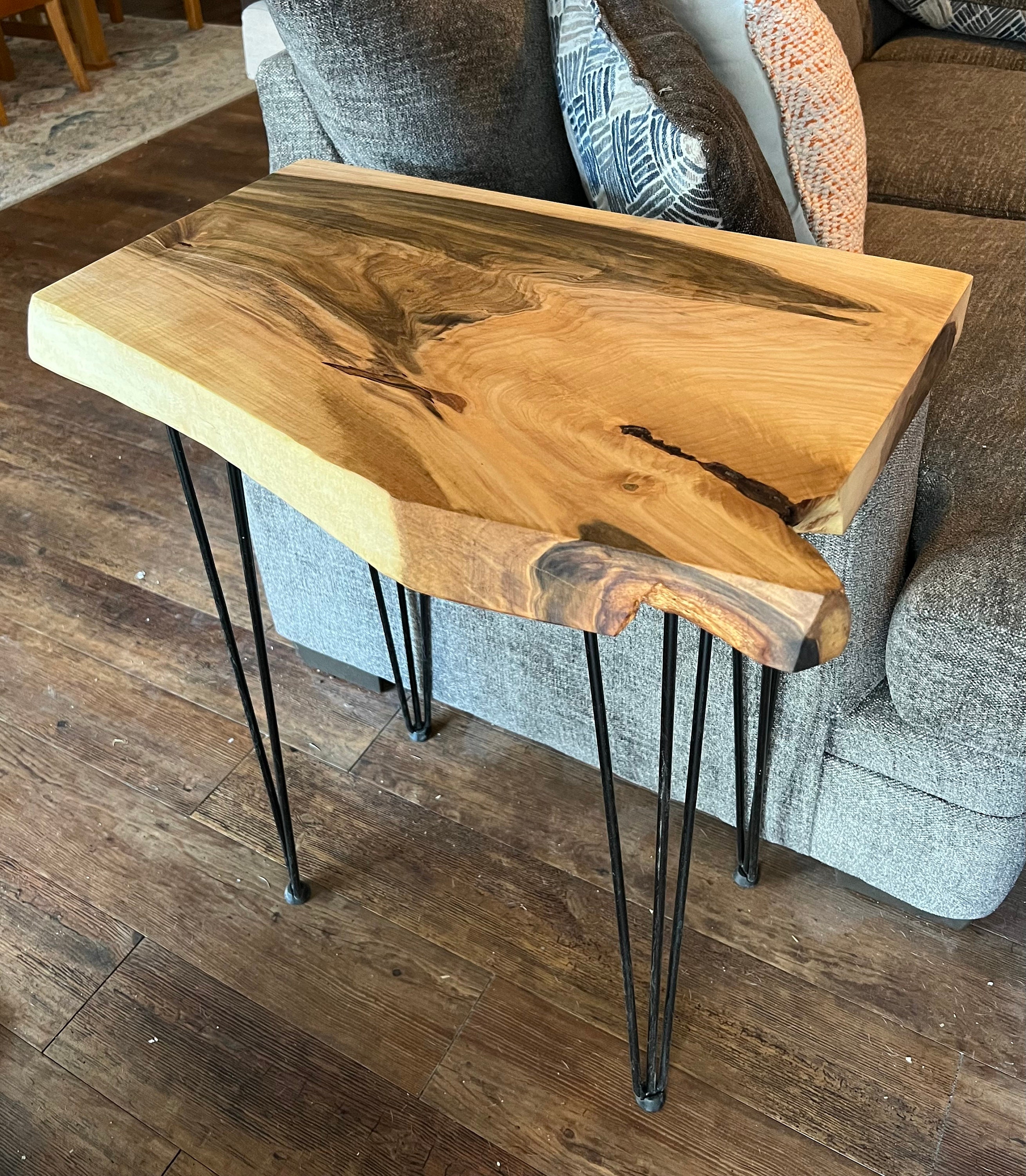 Live Edge Side Table Natural Edge End Table Hardwood Hairpin Table - Etsy