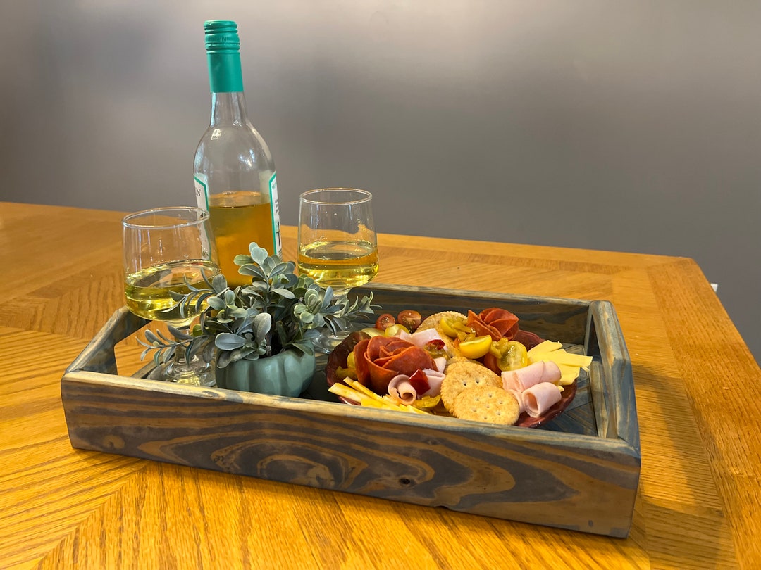 Herringbone Serving Tray | Reclaimed Pallet Wood Tray | Ottoman ...