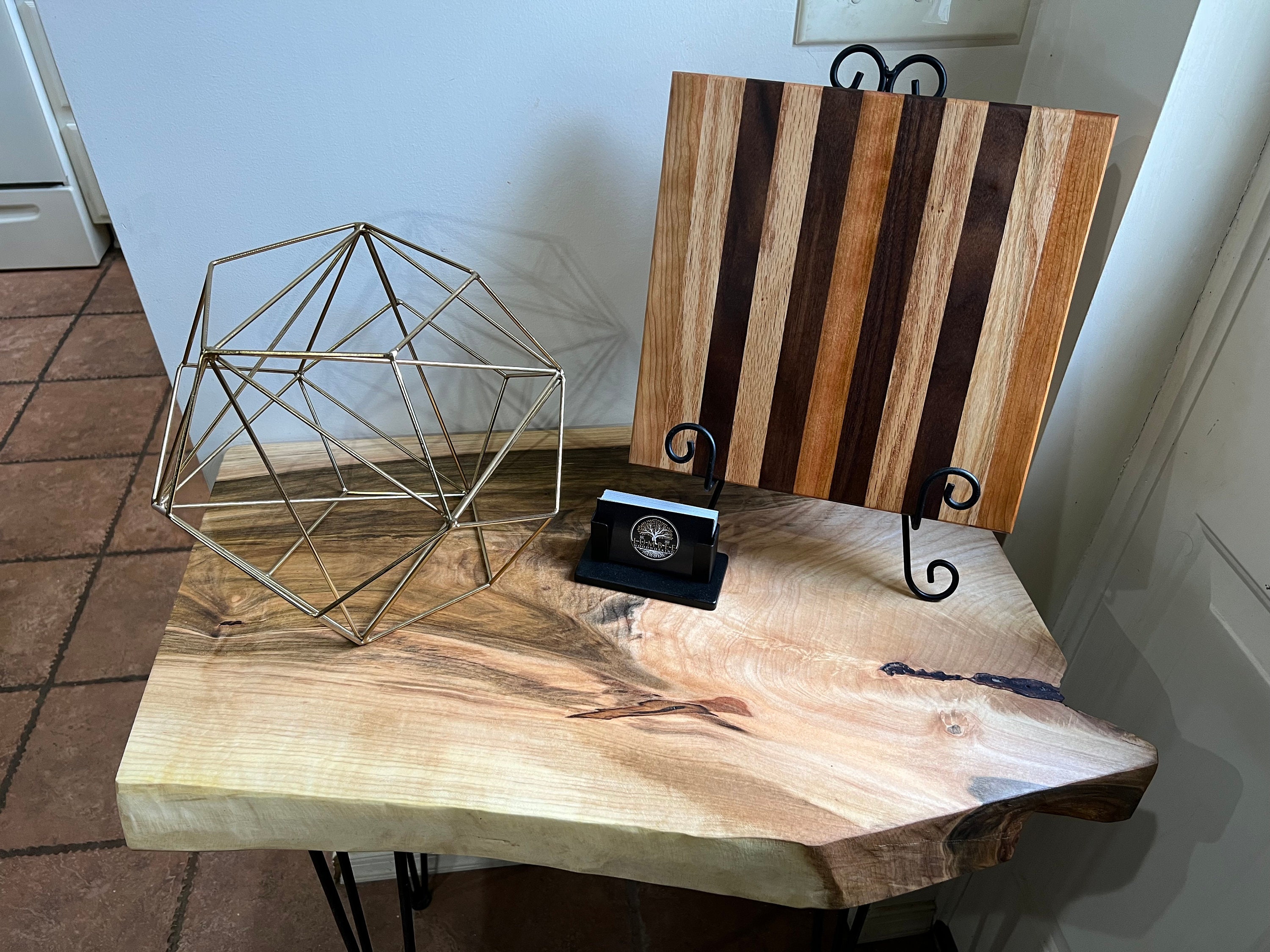 Live Edge Side Table | Natural Edge End Table | Hardwood Hairpin Table ...
