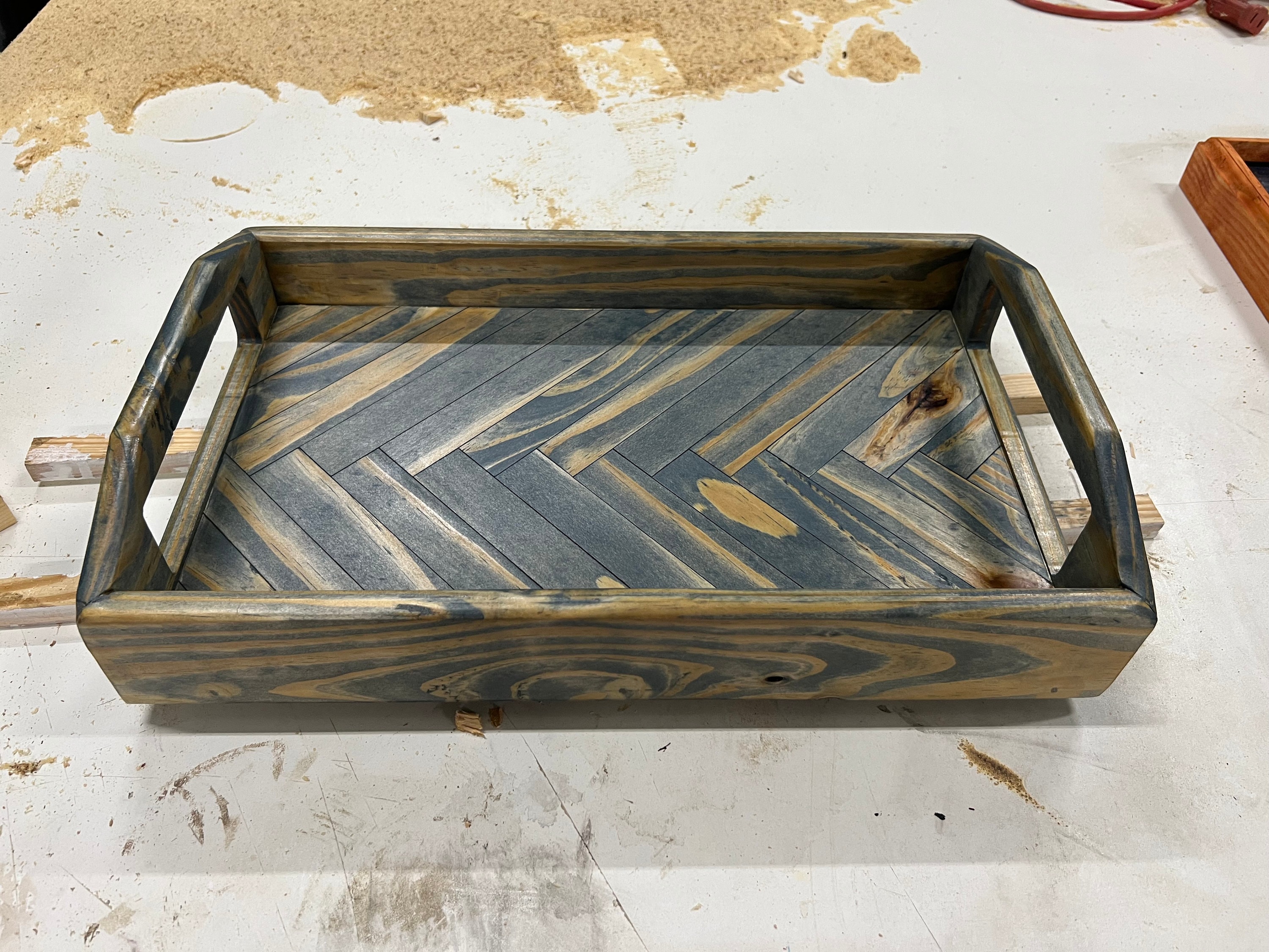 Herringbone Serving Tray Reclaimed Pallet Wood Tray - Etsy