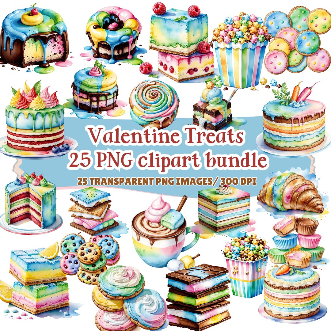 Valentine Treats Clip Art Cute and Colorful Digital Illustration Set ...