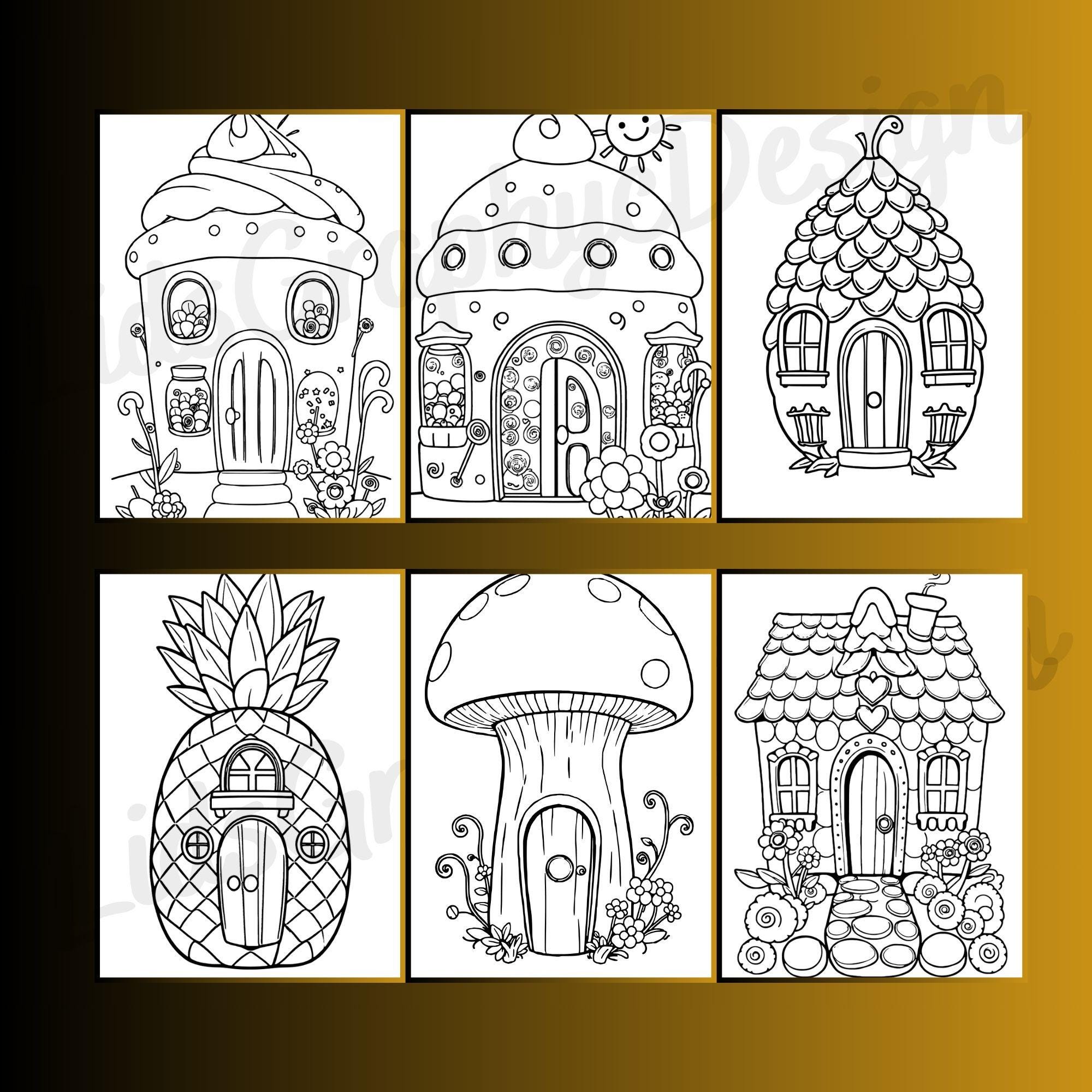 Cute Cozy Magical Houses Coloring Book Pages for Adults and Teens ...